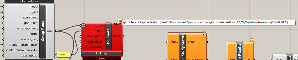 Exhausted limit error calling CreateArtifact - Grasshopper Plugin - Pollination Discourse