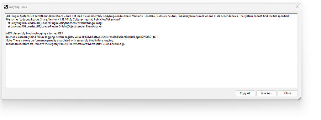 Rhino Error message on opening - Rhino Plugin - Pollination Discourse