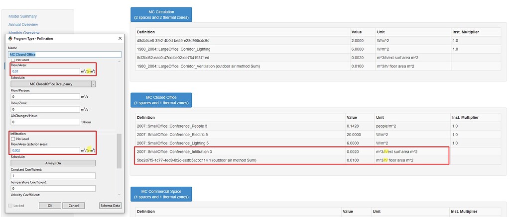 Unit incosistency between input values vs. OpenStudio report - Rhino ...